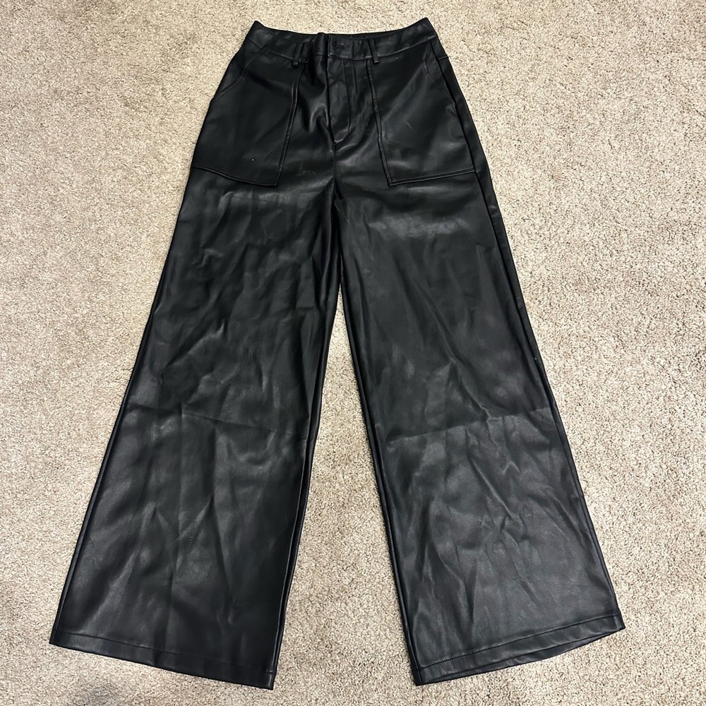Wide Leg Leather Pants- These Three Boutique - Gem
